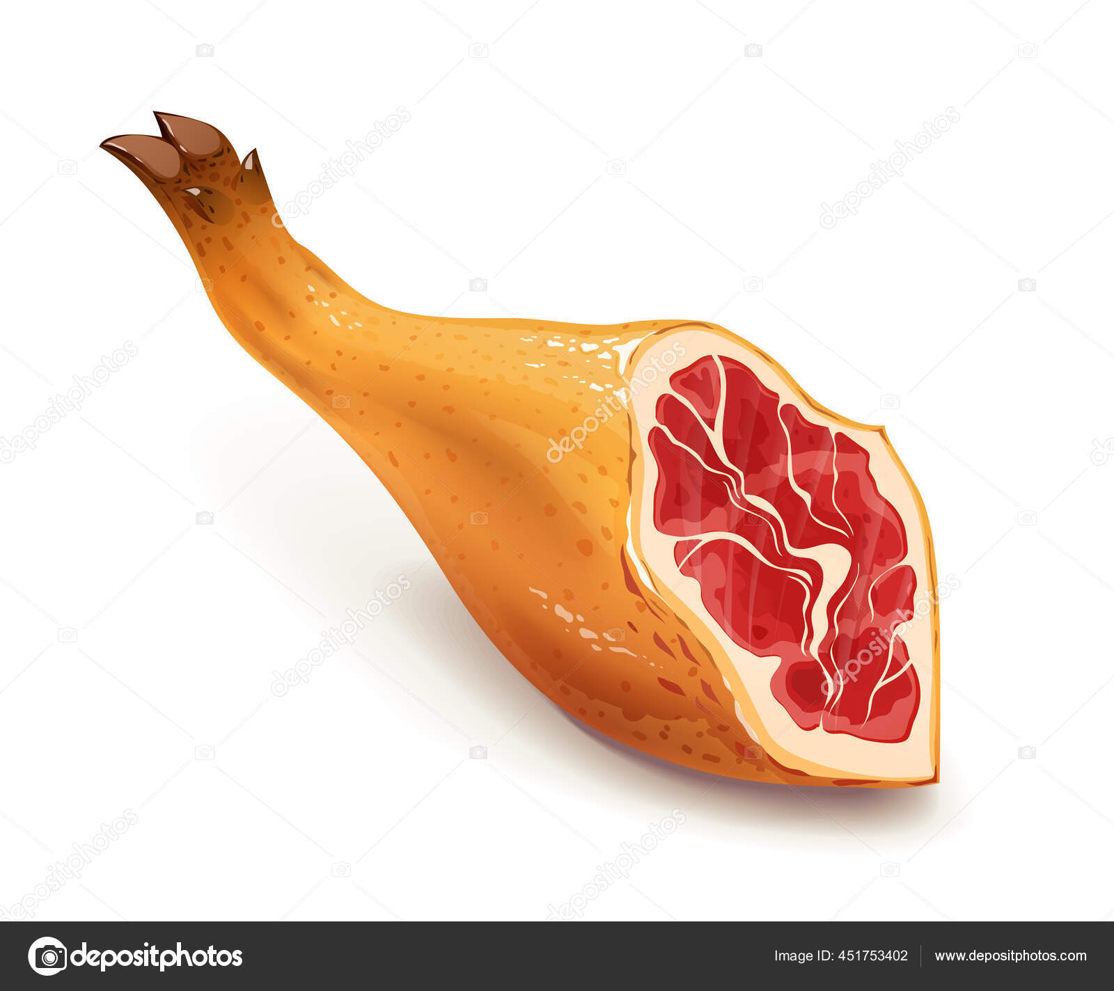 Jamon Hamon Traditional Spanish Food Meat Pig Leg Isolated White Stock ...