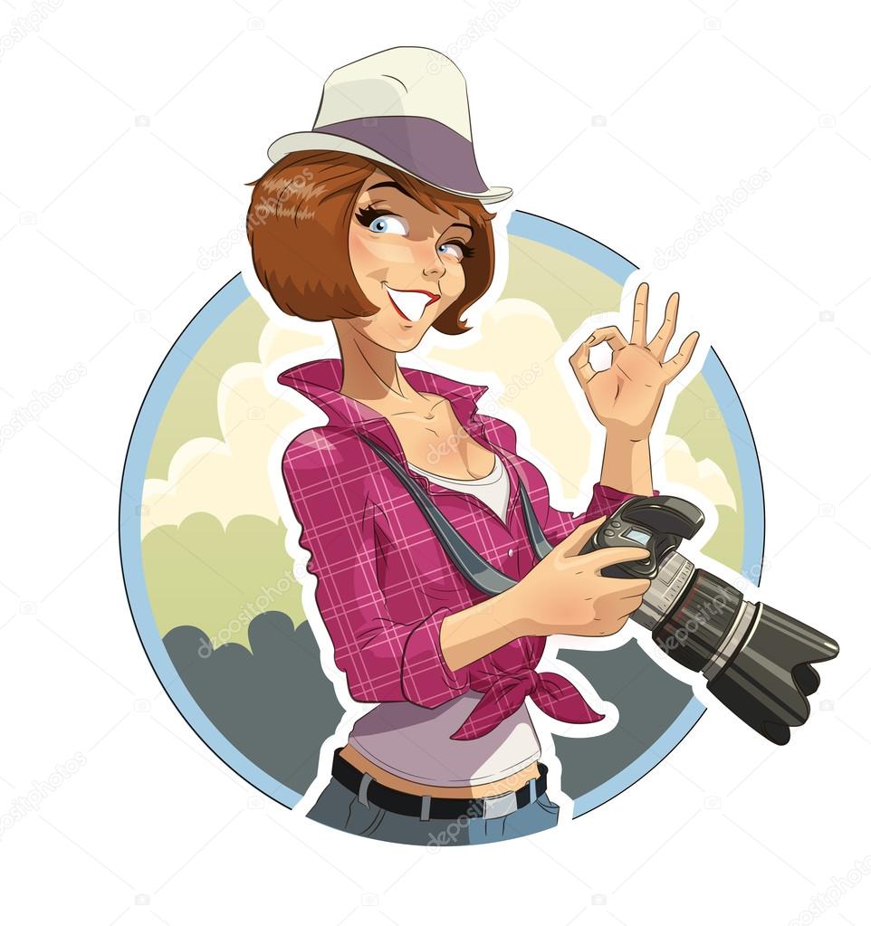 Photographer girl with camera Stock Vector Image by ©aleksangel #54293245
