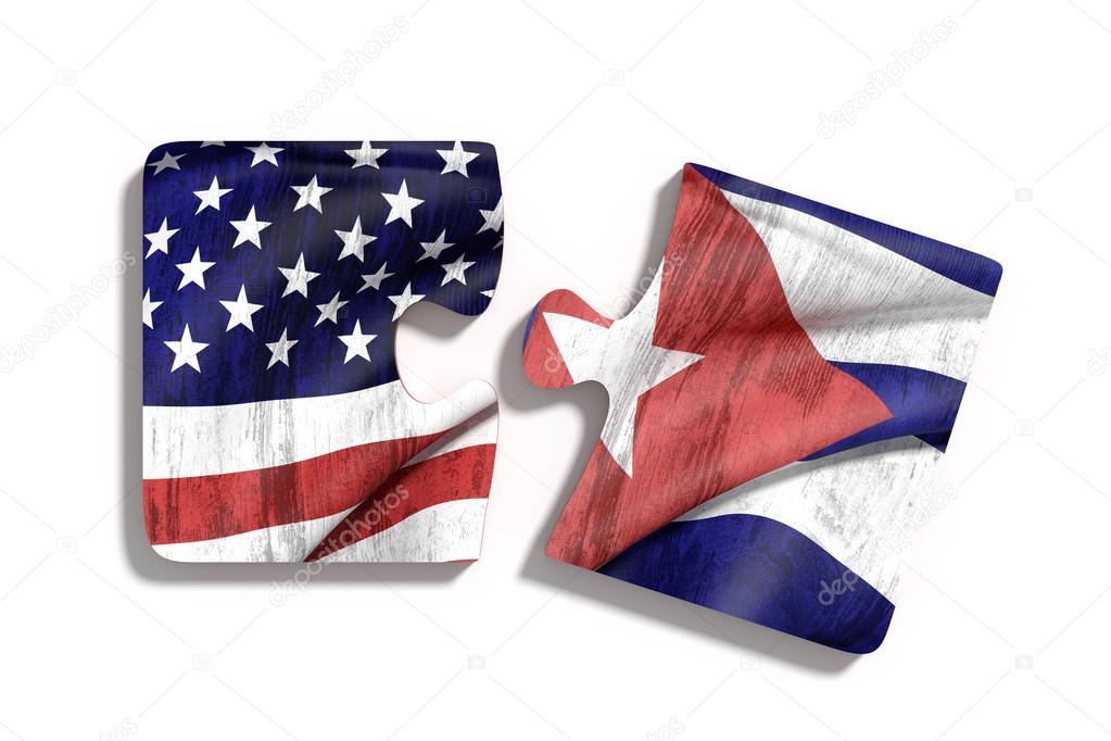 Cuban and American flags on puzzle pieces. Stock Illustration by ...