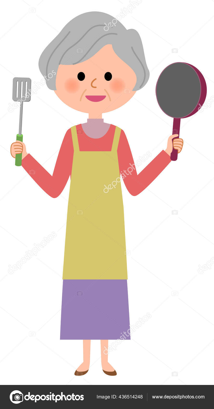 Old Woman Cooking Cartoon
