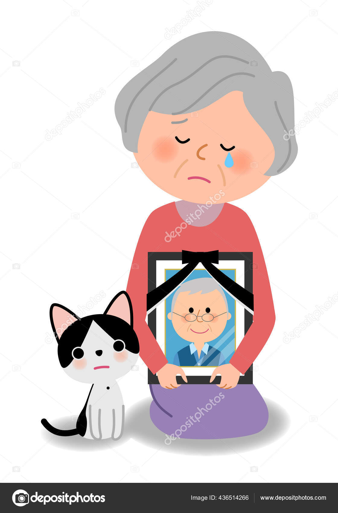 Elderly Woman Partner Loss Illustration Elderly Woman Who Lost Partner ...