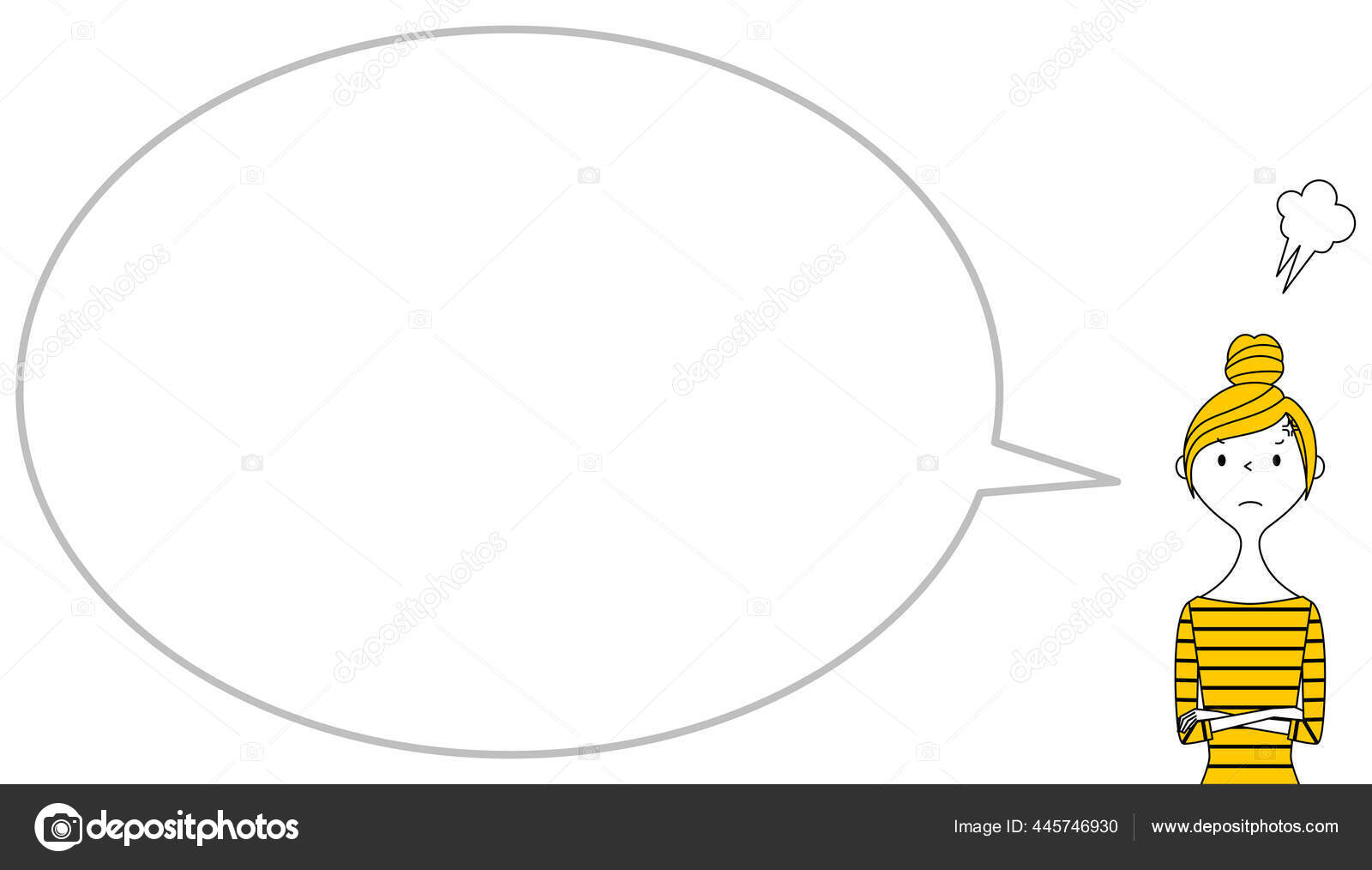 Young Woman Blank Text Bubble Balloon Speech Balloon Illustration Angry ...