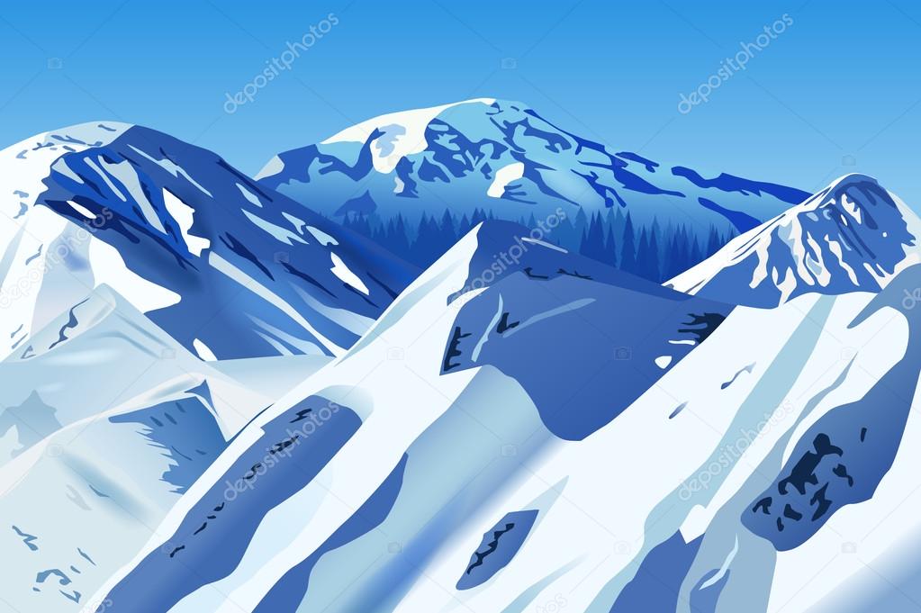 Snowy mountains ⬇ Vector Image by © kovacevic | Vector Stock 66056979