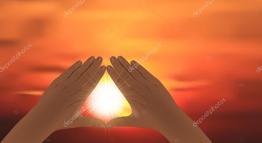 Praying Hands in The Sunset Stock Vector by ©kovacevic 96379176