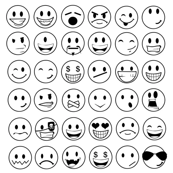 Set Smiley Emoticons Emoji Cartoon Style Isolated White Background