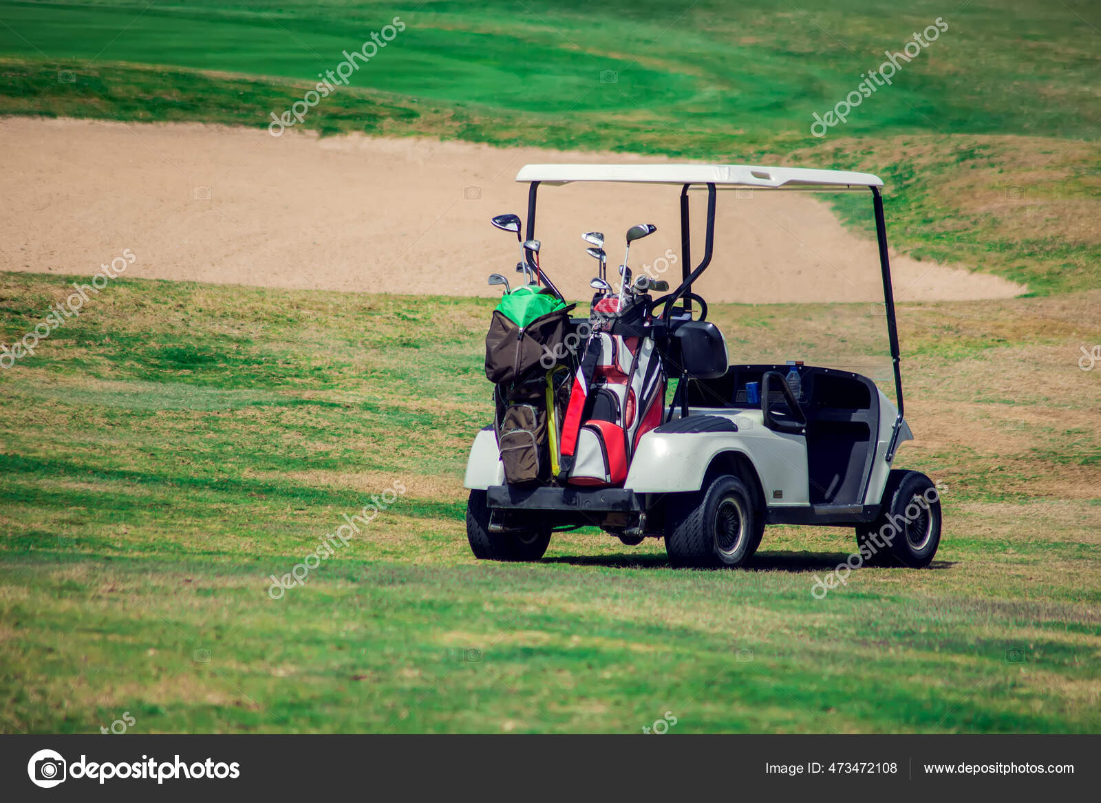 Golf Carts Grass Sport Field Sport Lifestyle Concept Stock Photo by ...