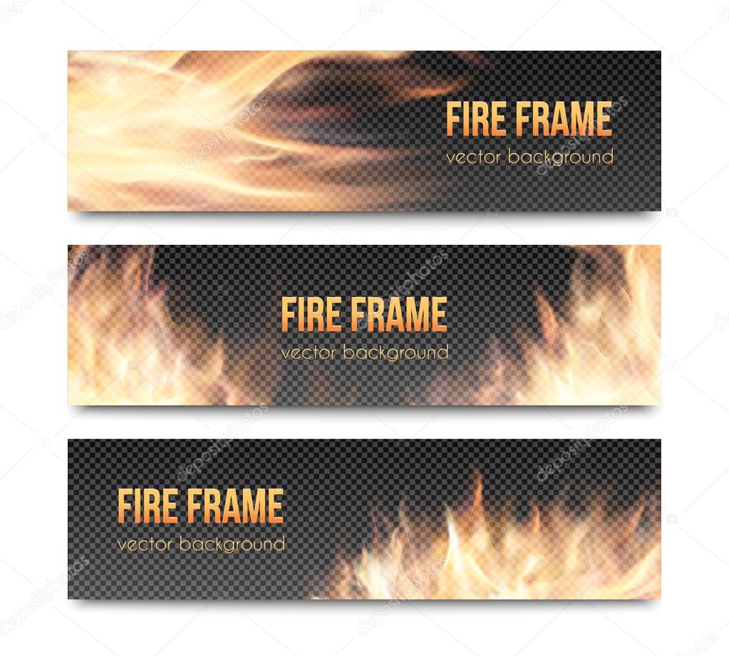 Set of realistic transparent fire flame banners Stock Vector Image by ...