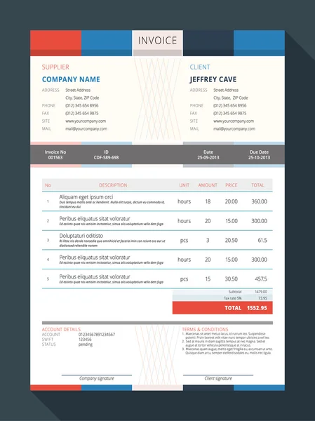 Vector Customizable Invoice Form Template Design. Vector Illustration ... Vector Customizable Invoice Form Template Design. Vector Illustration ...