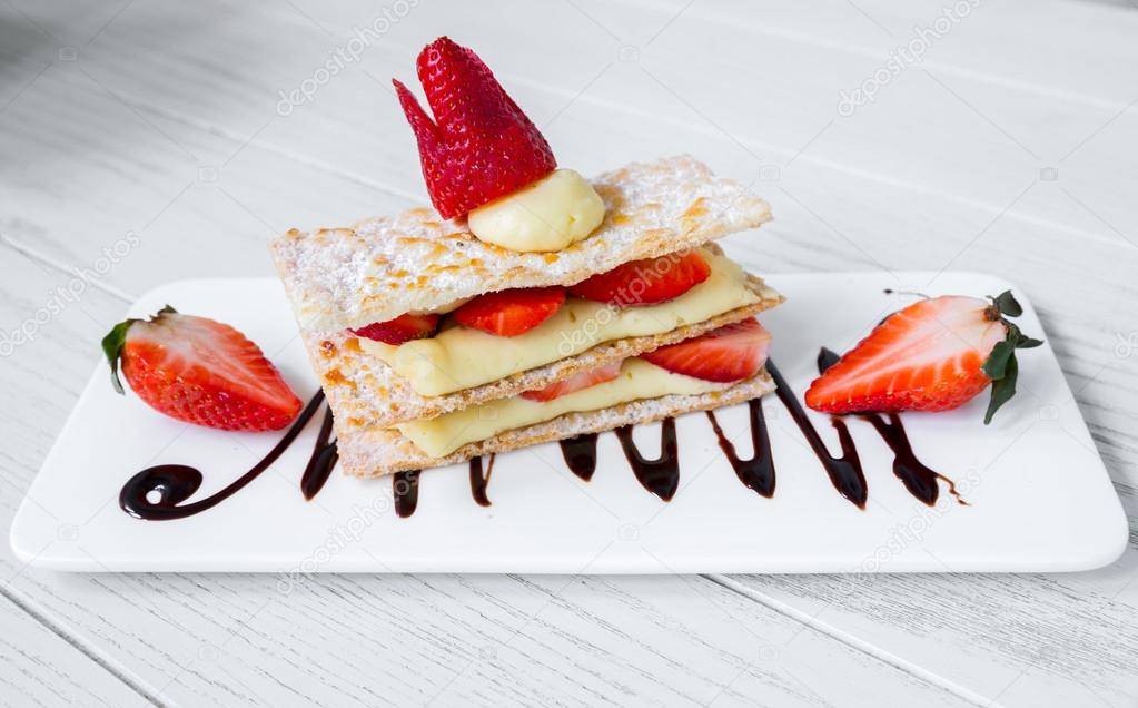 Strawberry Mille Feuille cake Stock Photo by ©vichie81 63373229