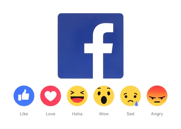 New Facebook like button 6 Empathetic Emoji Reactions printed on white ...