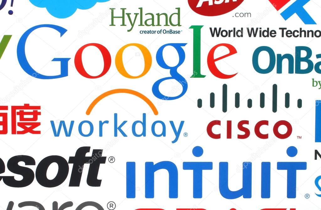 Collection of popular internet companies printed on paper – Stock ...