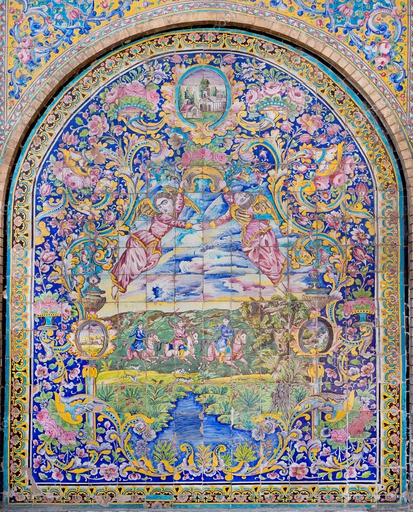 Traditional Persian tiled wall with colorful patterns of the royal ...