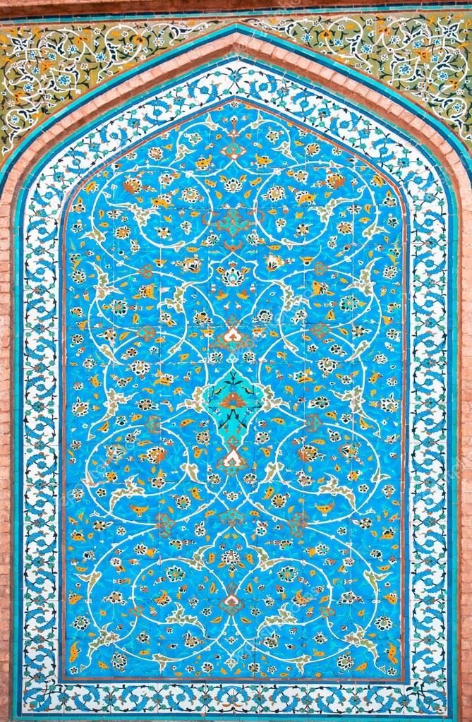 Beautiful ceramic tile with Persian patterns of a historic building ...