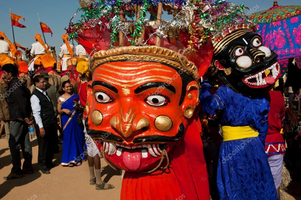 Horror demons faces of Hinduism on carnival crowd – Stock Editorial ...