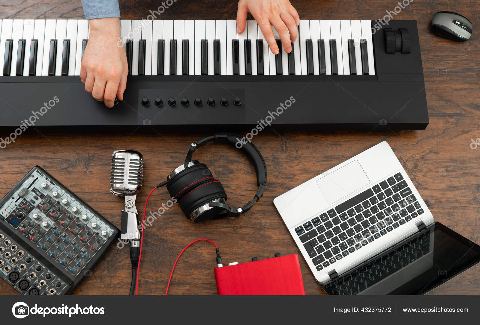 Man Working Home Record Studio View — Stock Photo © mproduction #432375772