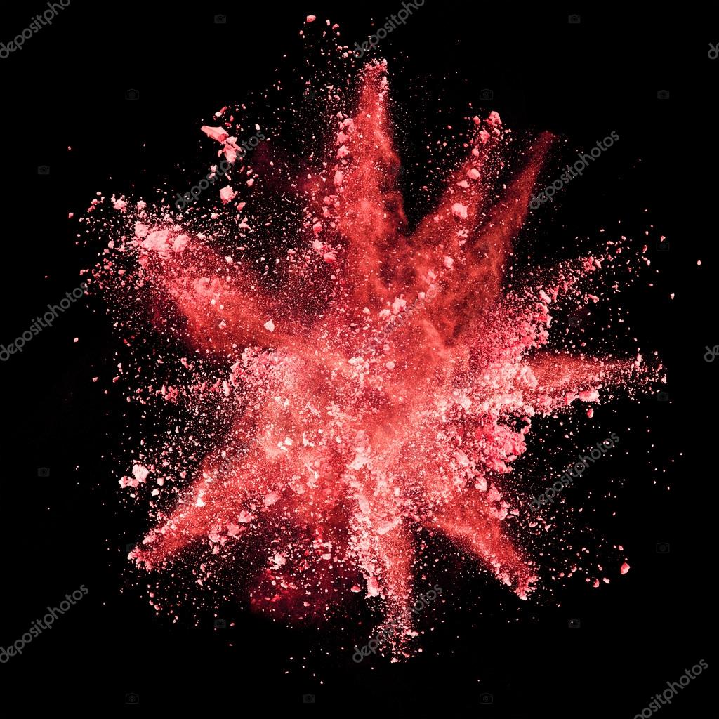 Explosion of red powder on black background Stock Photo by ©jag_cz ...