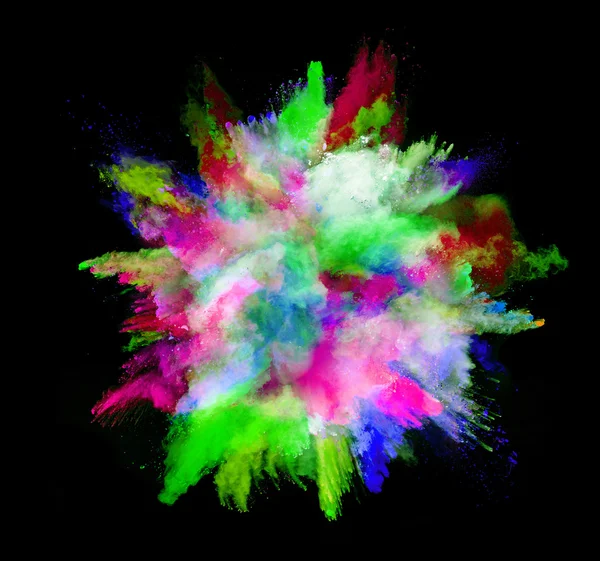 Explosion of colored powder on black background - Stock Image - Everypixel
