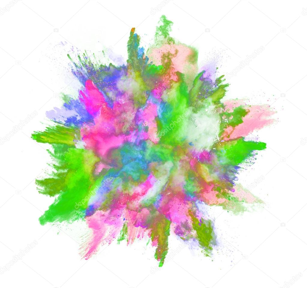 Explosion of colored powder on white background Stock Illustration by ...