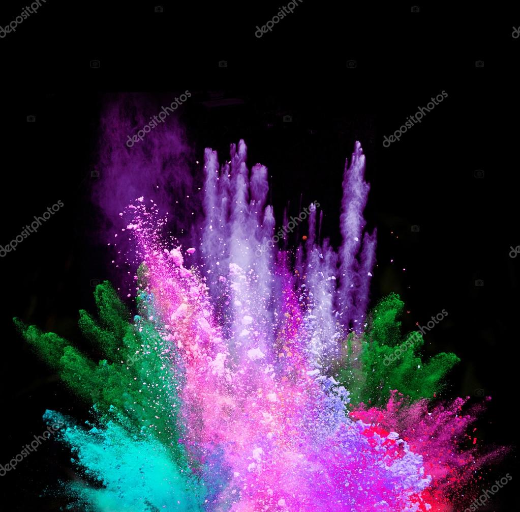 Explosion of colored powder on black background Stock Photo by ©jag_cz ...