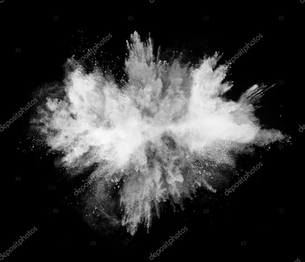 White powder explosion on black background — Stock Photo © jag_cz ...