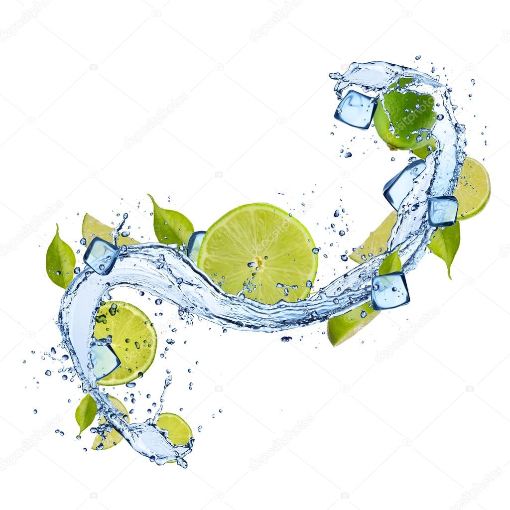 Lime in water splash on white background ⬇ Stock Photo, Image by © jag ...