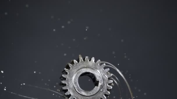 Super Slow Motion Rotating Engine Steel Wheels Oil Splashes Filmed ...