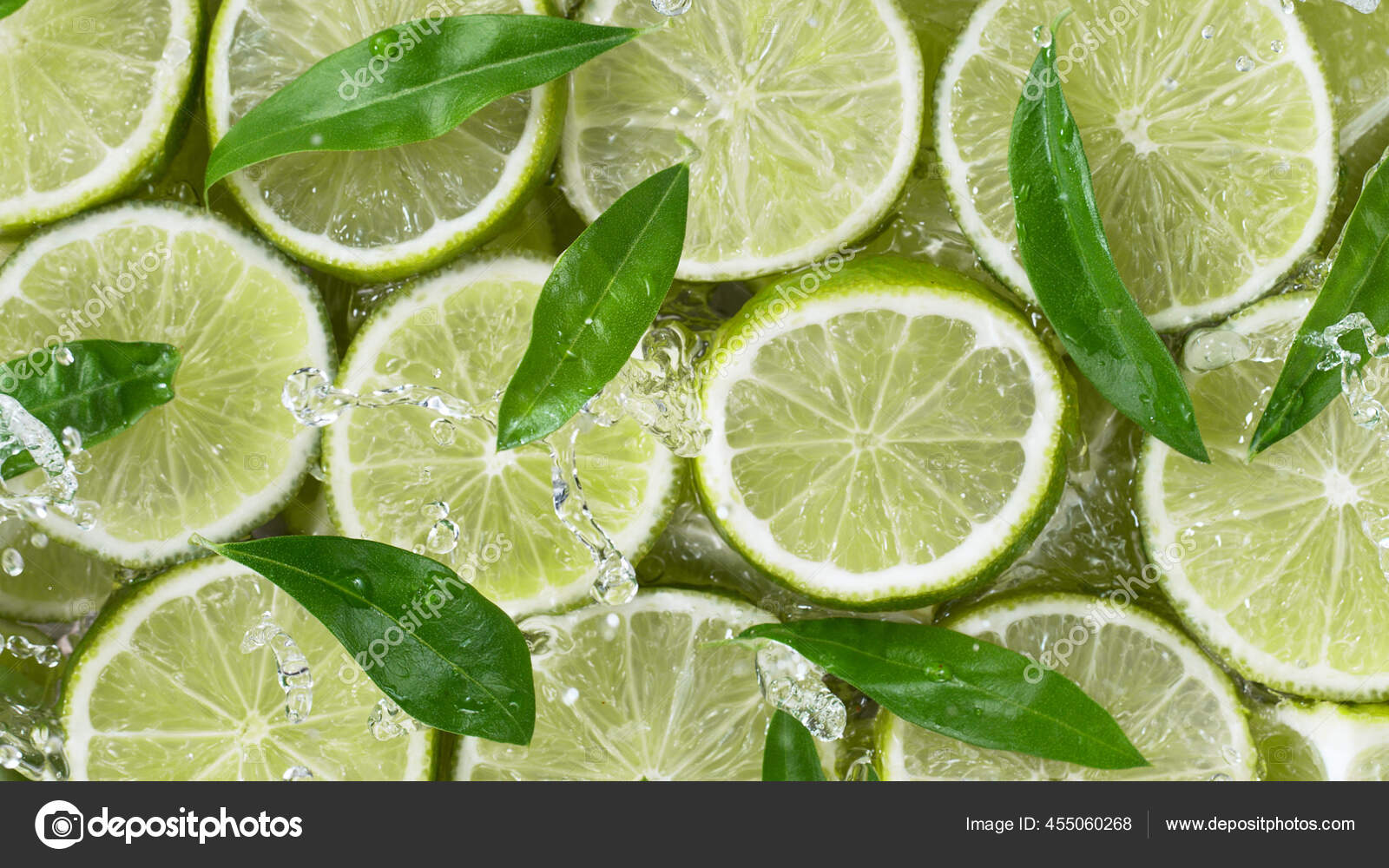 Top View Sliced Lime Water Splashes Fresh Juicy Food Drink Stock Photo ...