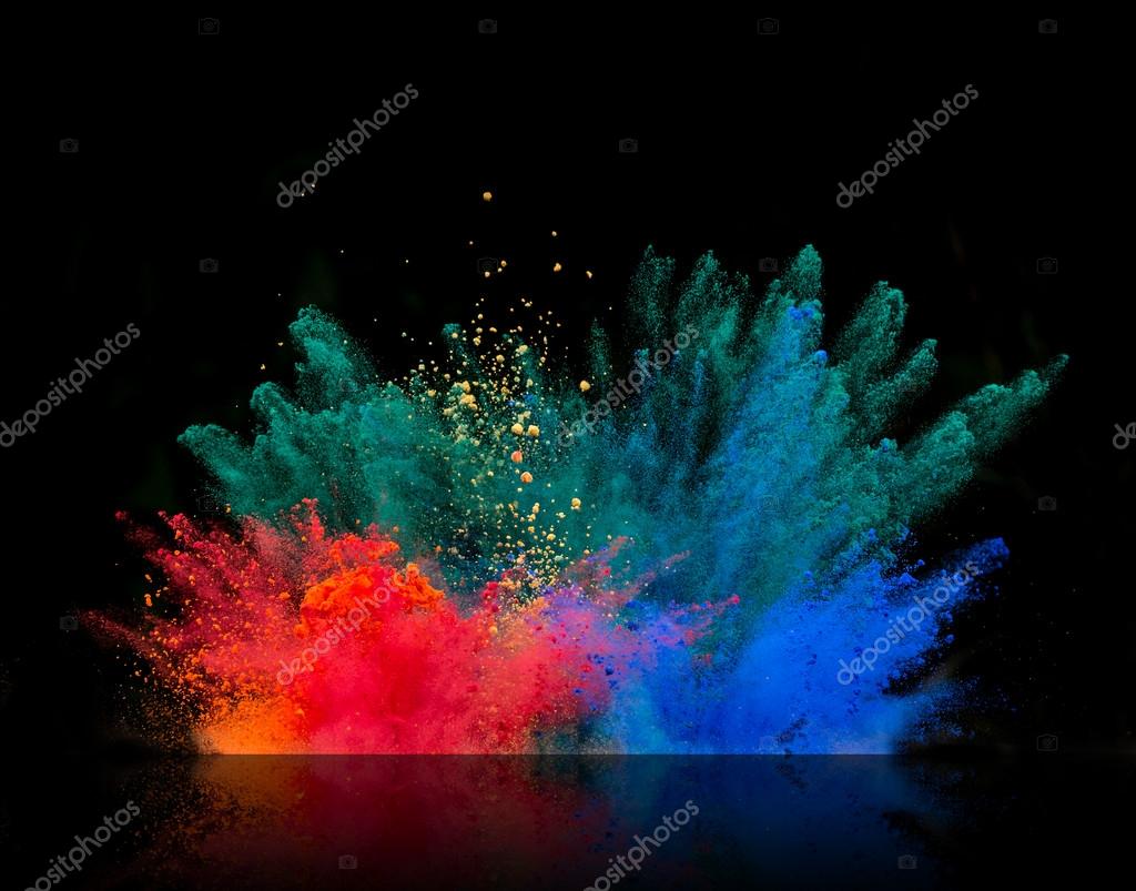 Colored dust explosion on black background Stock Photo by ©jag_cz 54615403