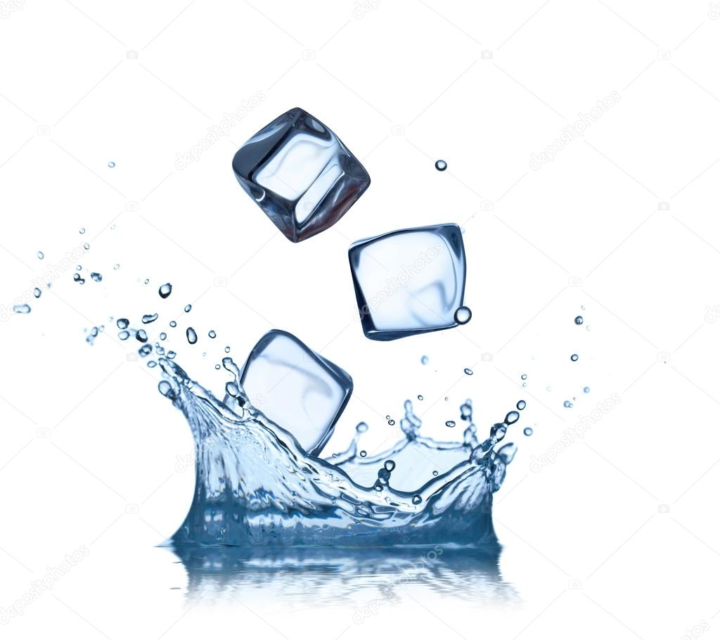 Ice cubes in water splashes isolated on white Stock Photo by ©jag_cz ...