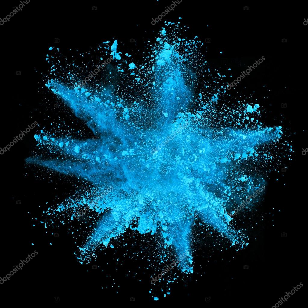 Explosion of blue powder on black background Stock Photo by ©jag_cz ...