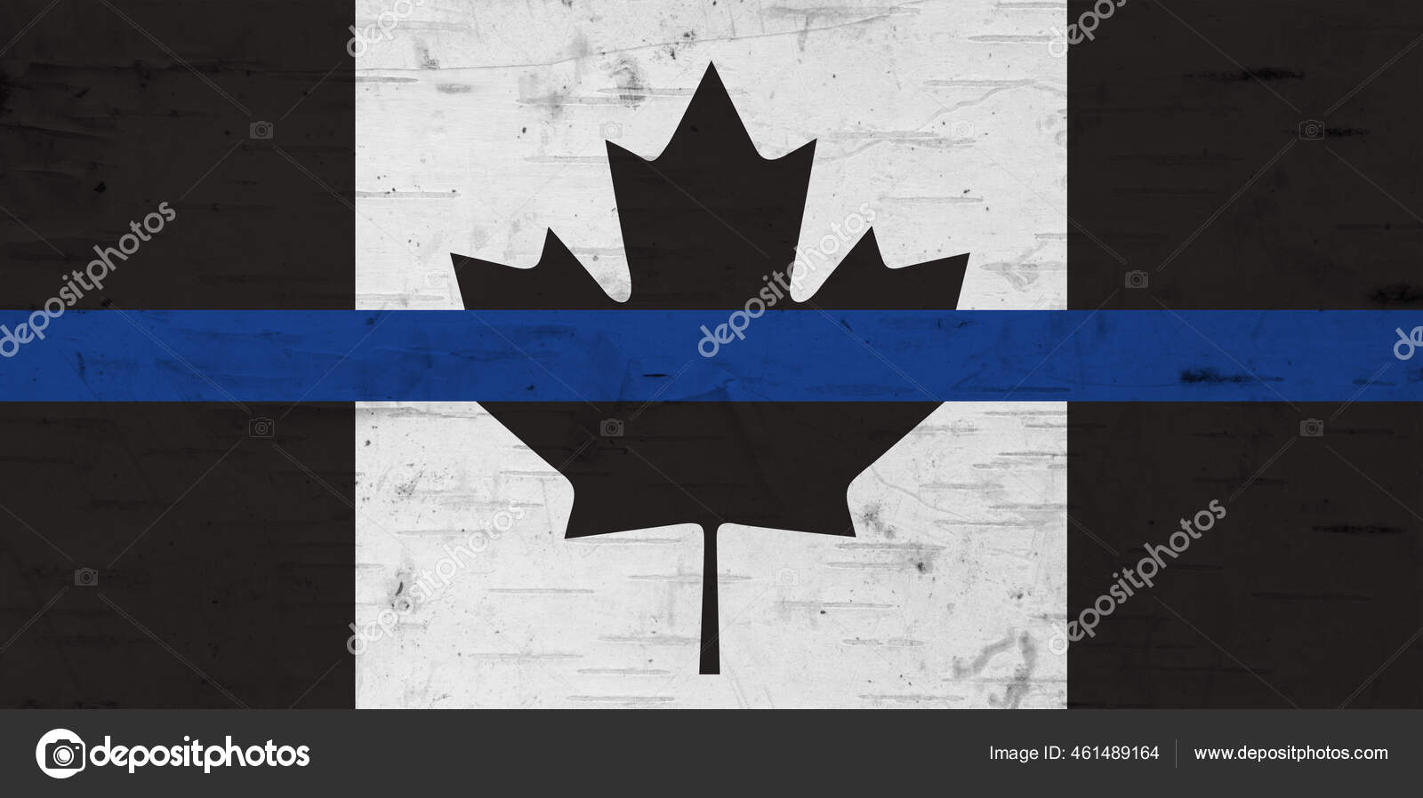 Old Canadian Thin Blue Line Flag Weathered Whitewash Wood Stock Photo ...