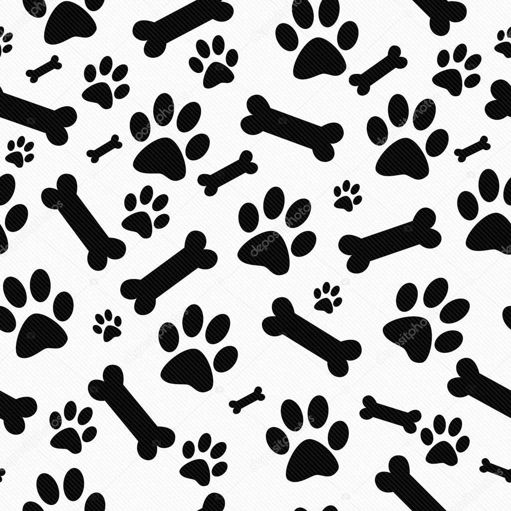 Black and White Dog Paw Prints and Bones Tile Pattern Repeat Bac Stock ... Black and White Dog Paw Prints and Bones Tile Pattern Repeat Bac Stock ...