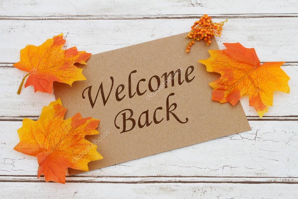 Välkommen tillbaka kortet — Stockfotografi © karenr #83690466