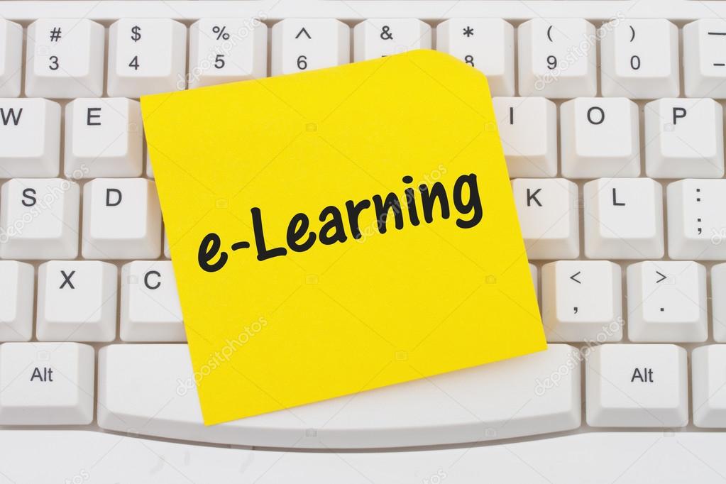 E-learning, computer keyboard and sticky note — Stock Photo © karenr ...