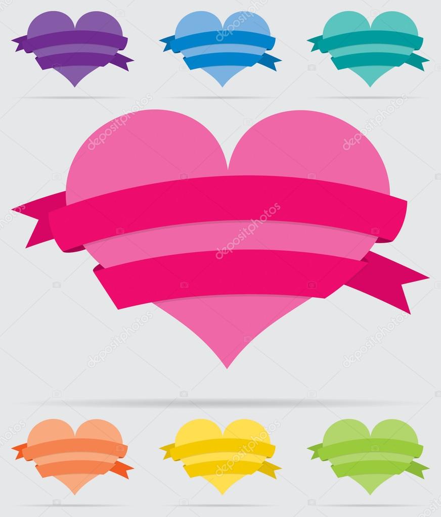 Heart with ribbon set in vector format. Stock Vector Image by ©piccola ...