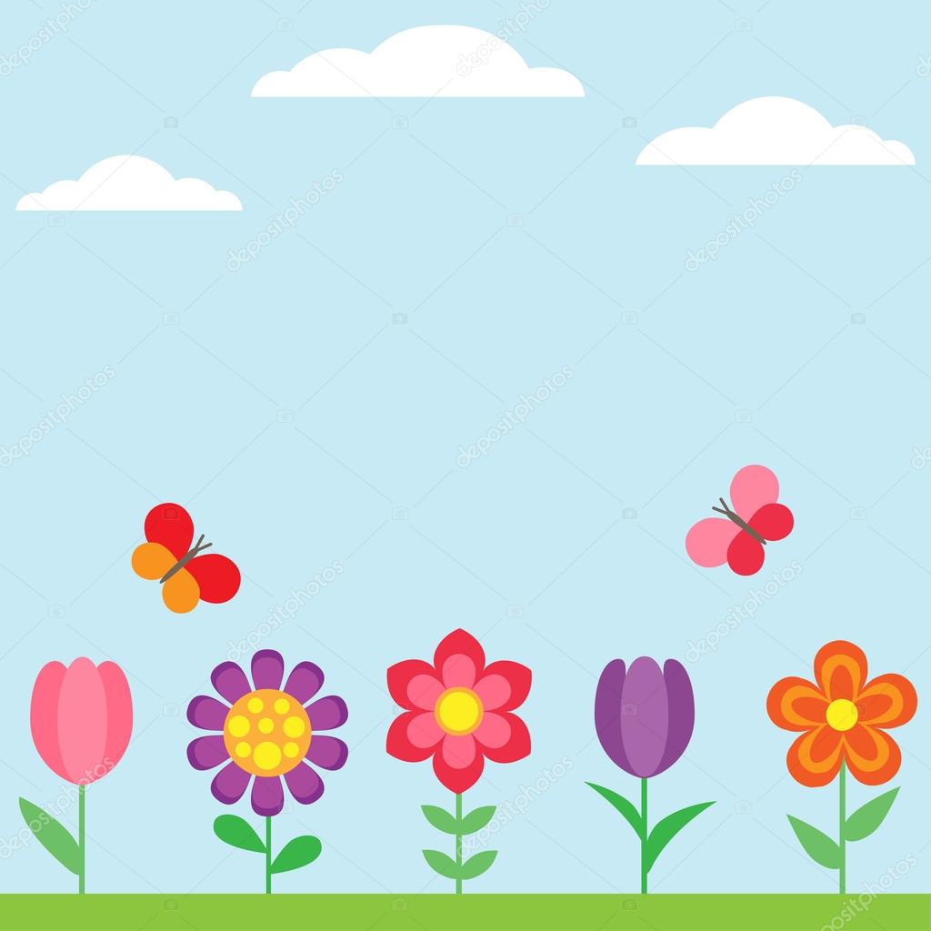 Spring flower background with butterflies Stock Vector Image by ©yuliya ...