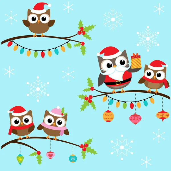 Cristmas owls — Stock Vector © yuliya_m #7948589