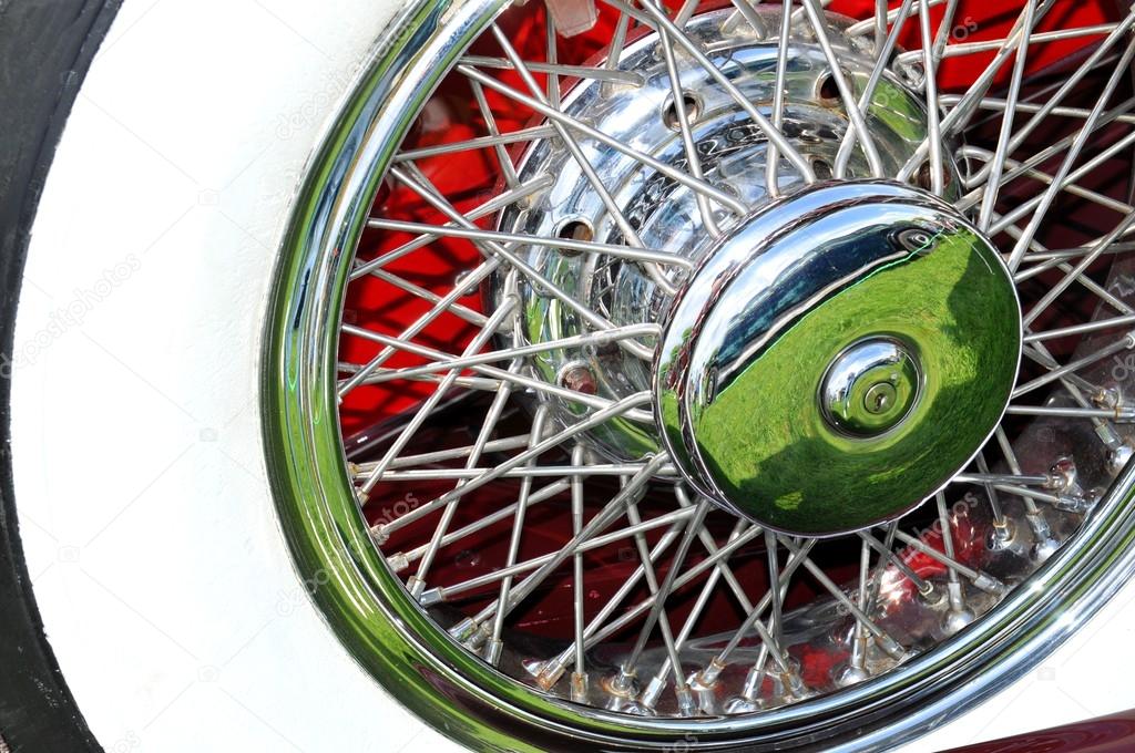 Vintage car wheel — Stock Photo © lucianmilasan #56396035