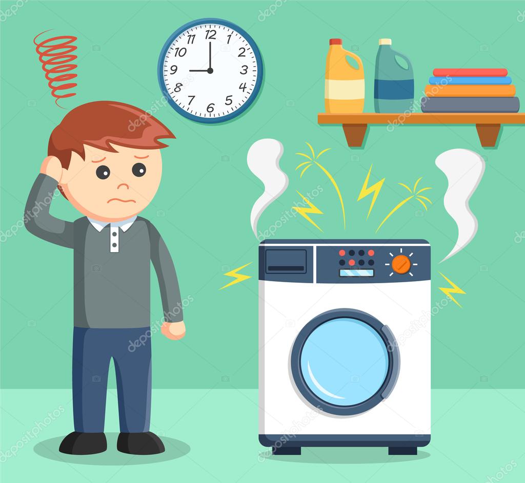 A man was sad because her washing machine broke — Stock Vector ...