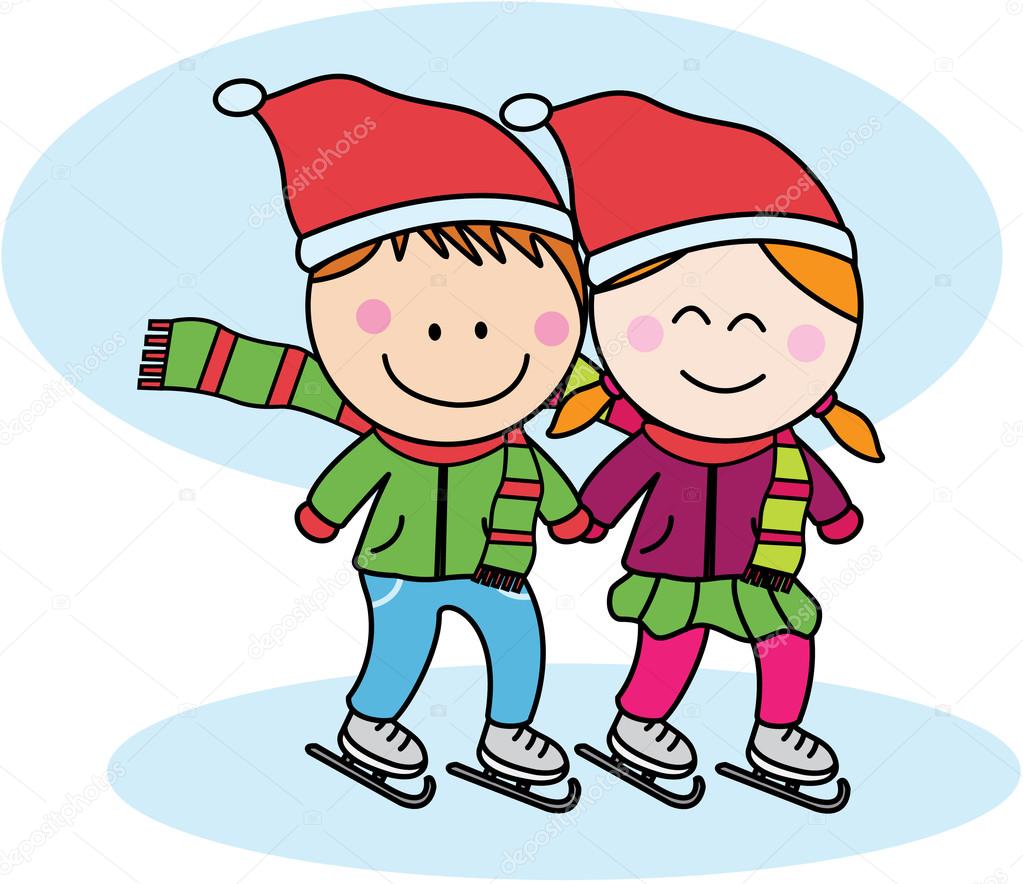 Kids Ice Skating Clip Art