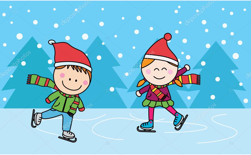 Kids Ice Skating Clip Art