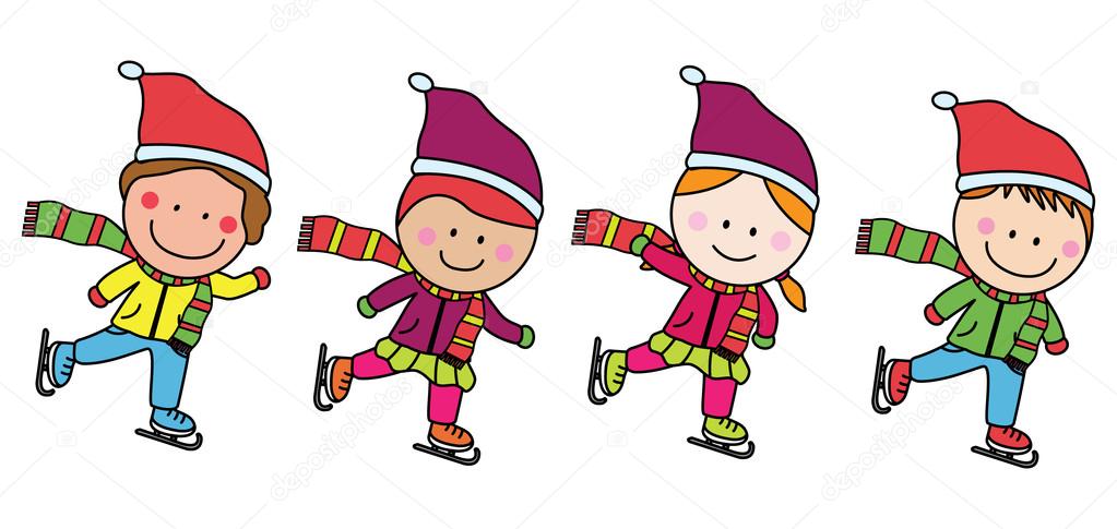 Kids Ice Skating Clipart Kids Skating Vector Images | Depositphotos