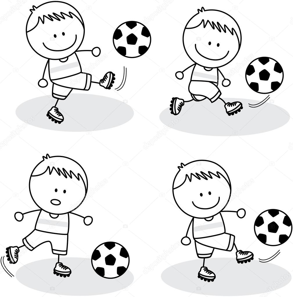 Children Playing Football Clipart Black And White