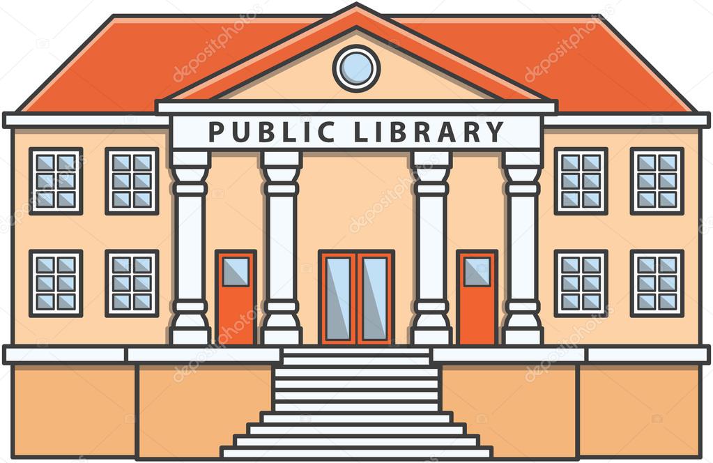 Dibujos animados de ilustración de Doodle de biblioteca pública ...