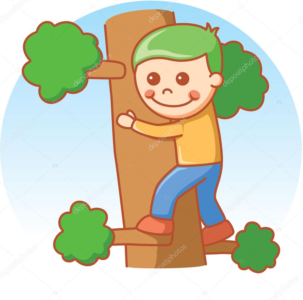 Chico escalando doodle vector de dibujos animados vector, gráfico ...