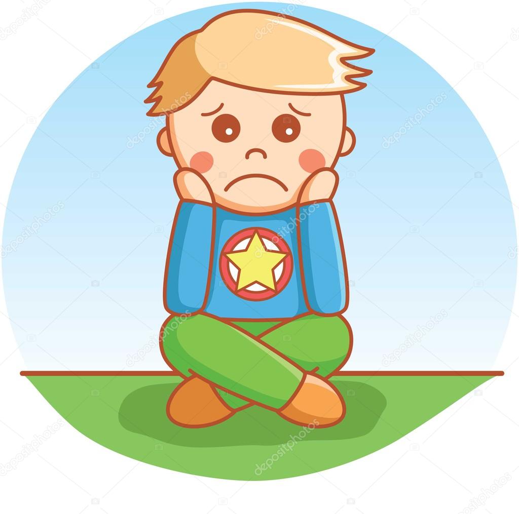 Ilustración de dibujos animados de niño triste — Archivo Imágenes ...