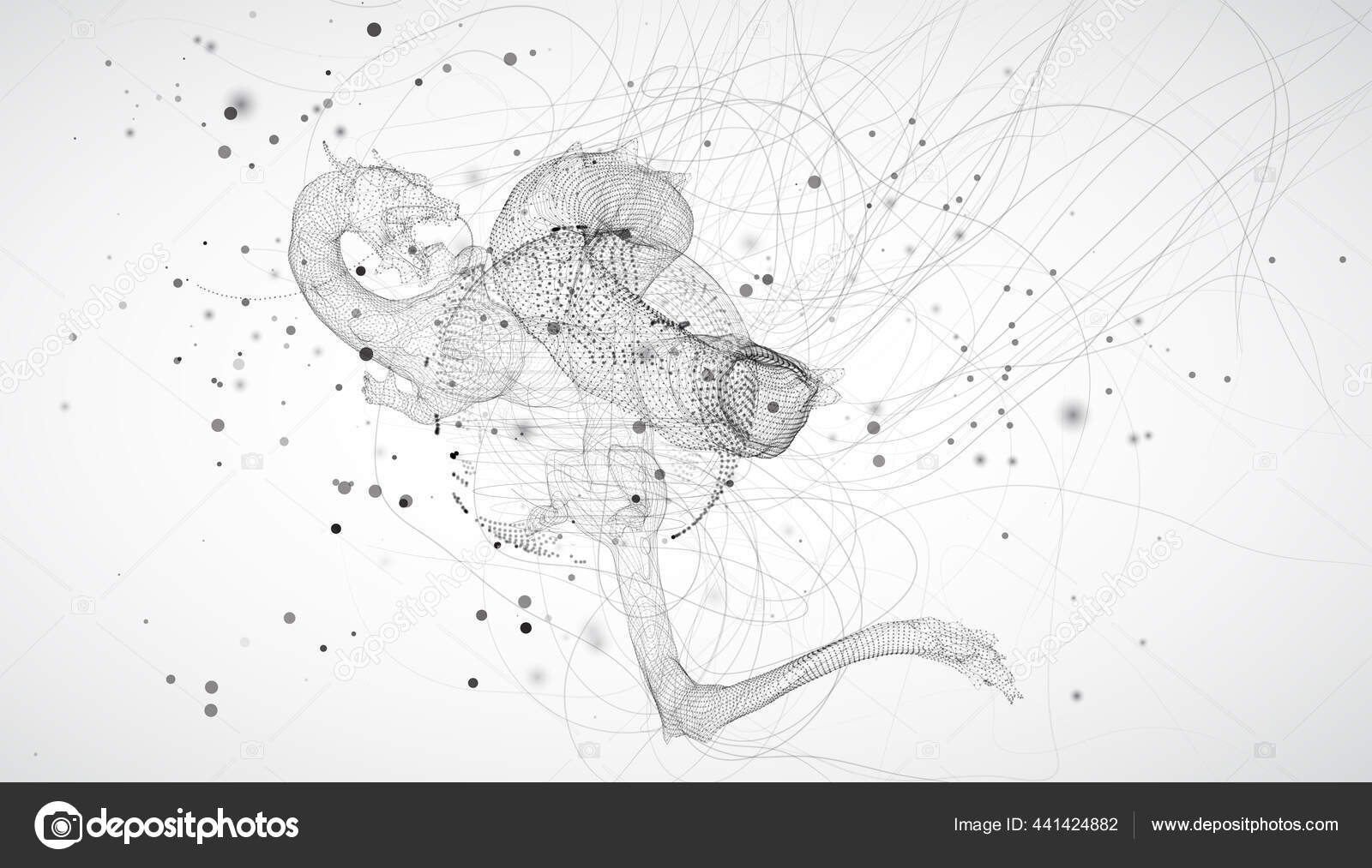 Vector Asian Dragon Kite White Background Dots Splines Style Stock ...