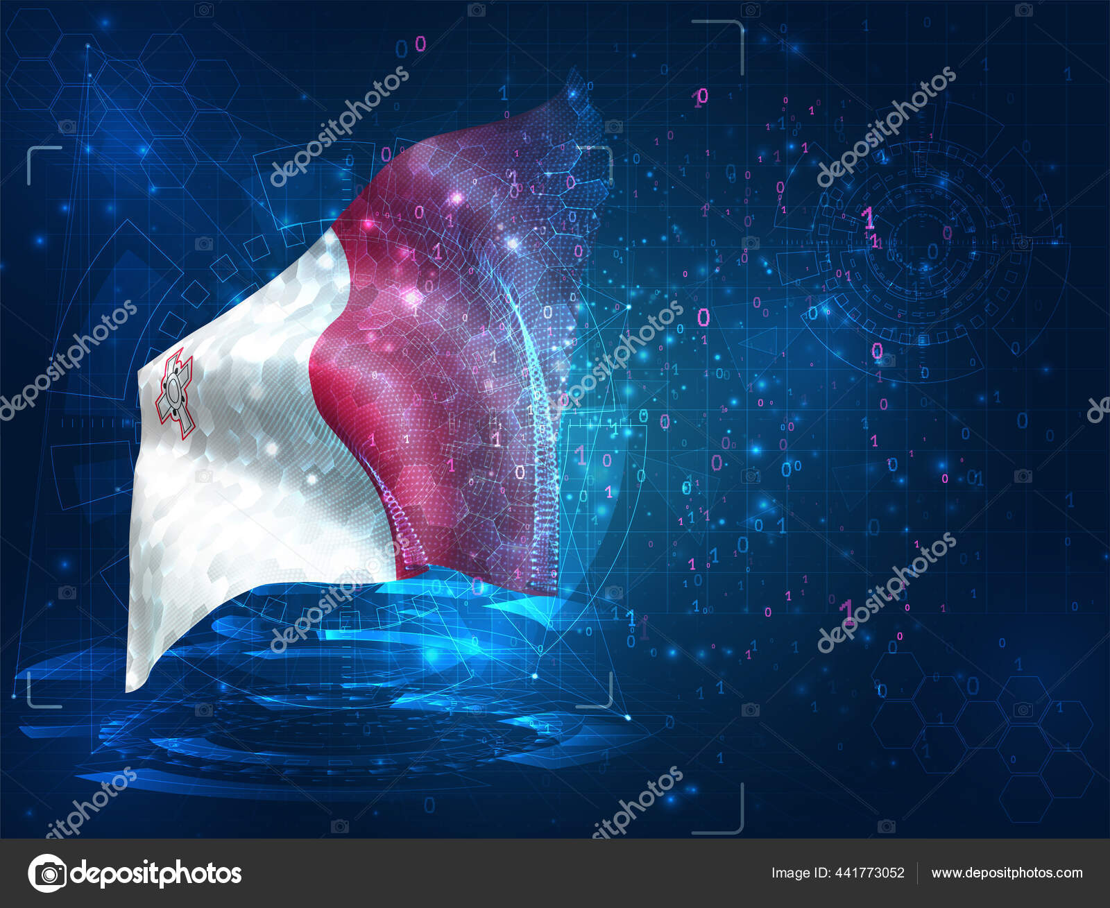 Malta Vector Flag Blue Background Hud Interfaces Stock Vector Image by ...