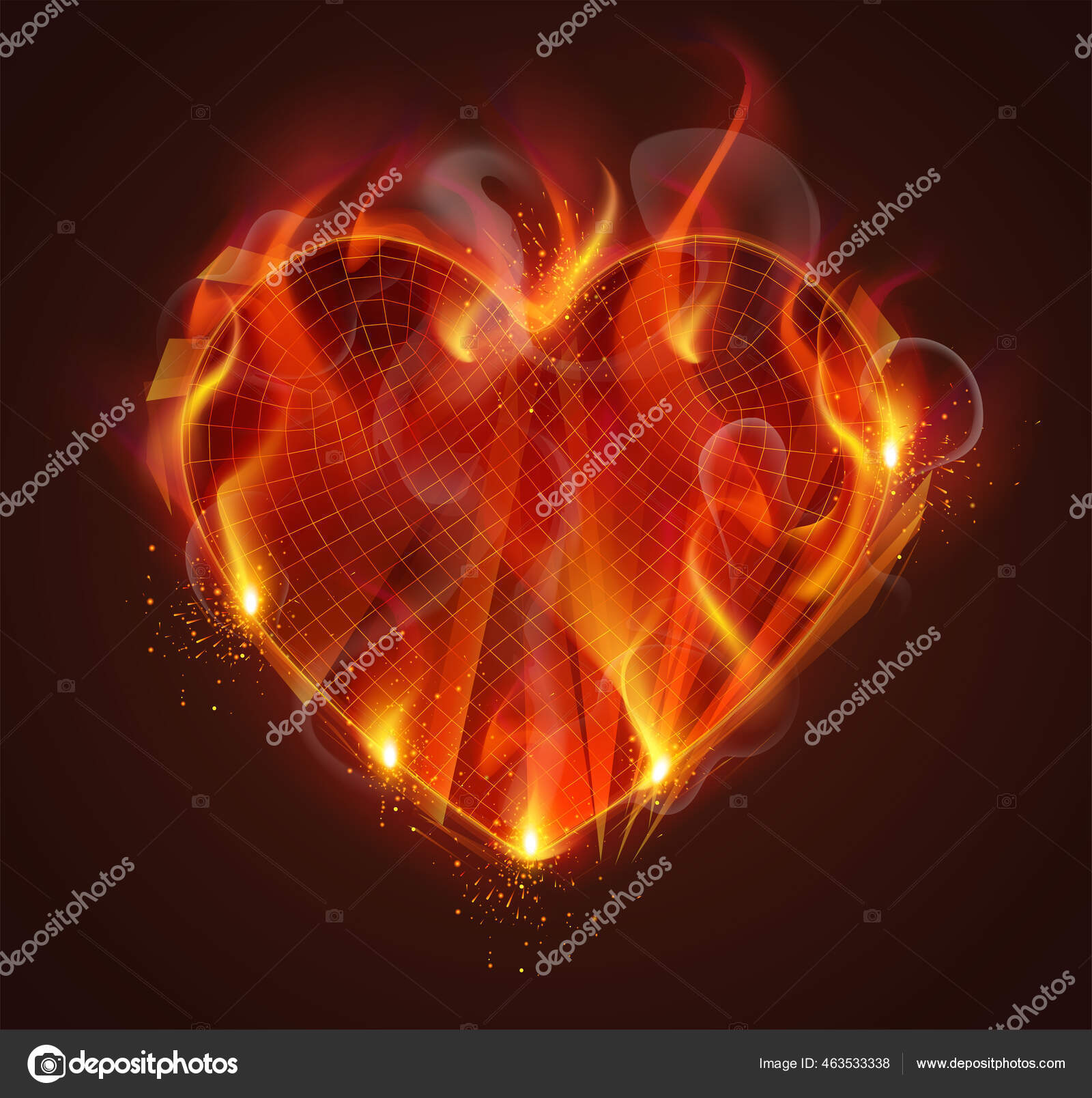 Vector Fire Symbol Bright Burning Dark Background Stock Vector by ...