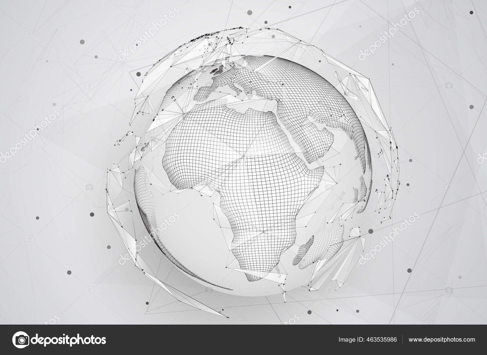 Vector Globe Planet Earth Dots Concept Bigdata Processing Data ...